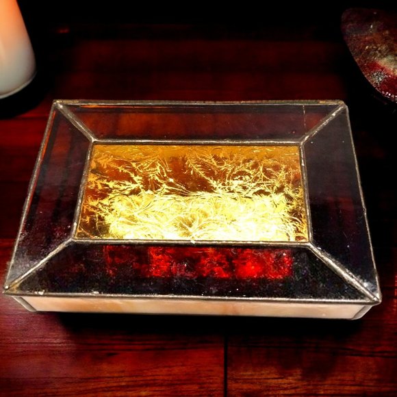 Vortex Glass Studio | Accents | Vintage Mcm Box Tiffany Style Slag ...